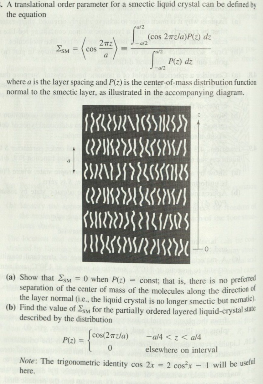 Solved A Translational Order Parameter For A Smectic
