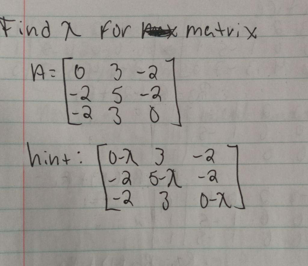 Solved Find a for ex matrix A=0 3-2 1-2 5 -2 1-2 3 2 3 hint: | Chegg.com