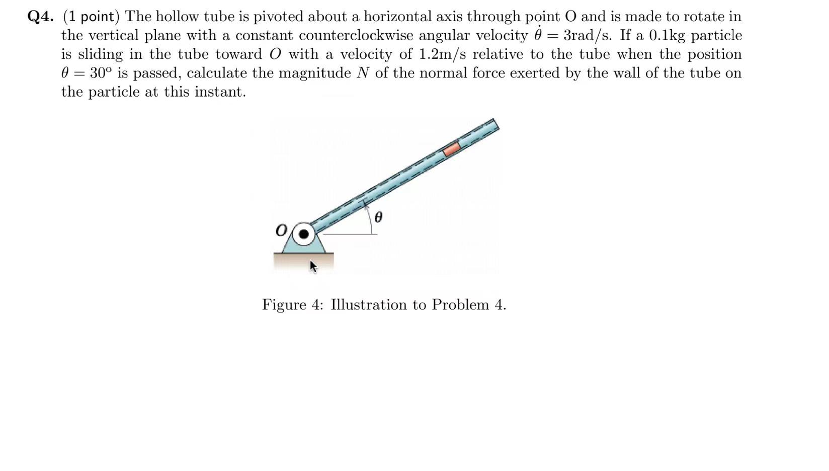 Solved Q4. (1 point) The hollow tube is pivoted about a | Chegg.com
