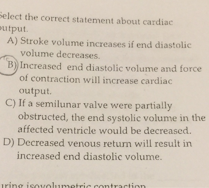 Solved Select the correct statement about cardiac output A) | Chegg.com