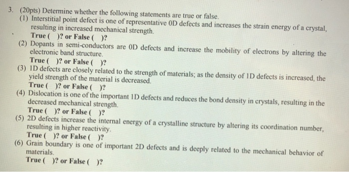 Solved 3. (20pts) Determine whether the following statements | Chegg.com Solved 3. (20pts) Determine whether the following statements | Chegg.com
