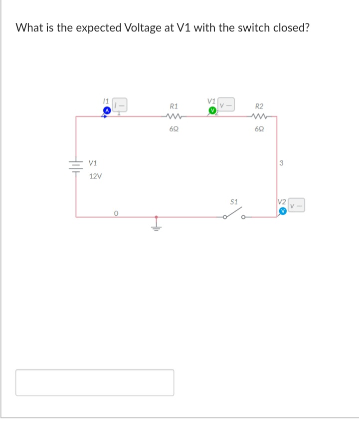 Solved What is the expected Voltage at V1 with the switch | Chegg.com