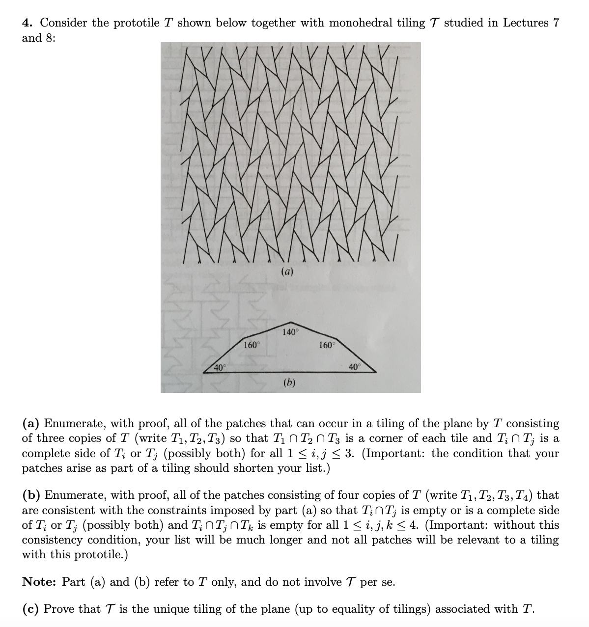 Solved 4. Consider the prototile T shown below together with | Chegg.com