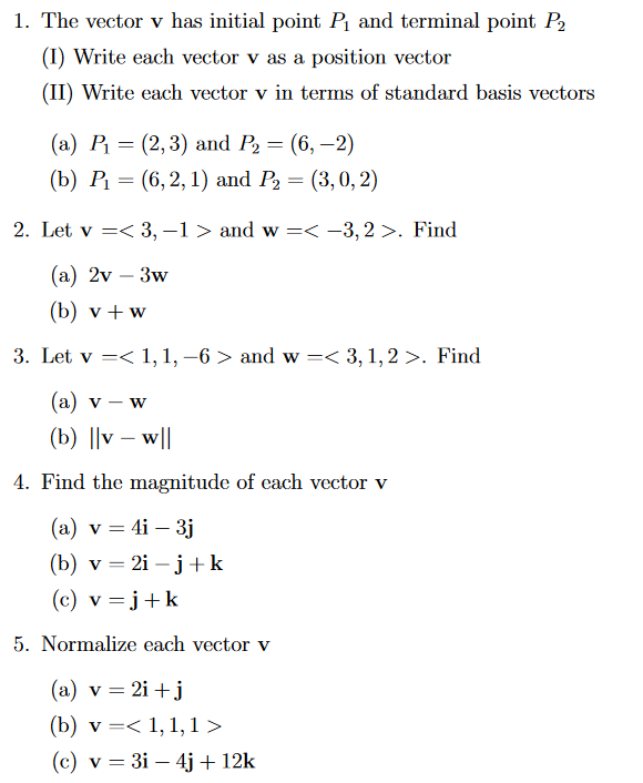 Solved 1. The vector v has initial point Pi and terminal | Chegg.com