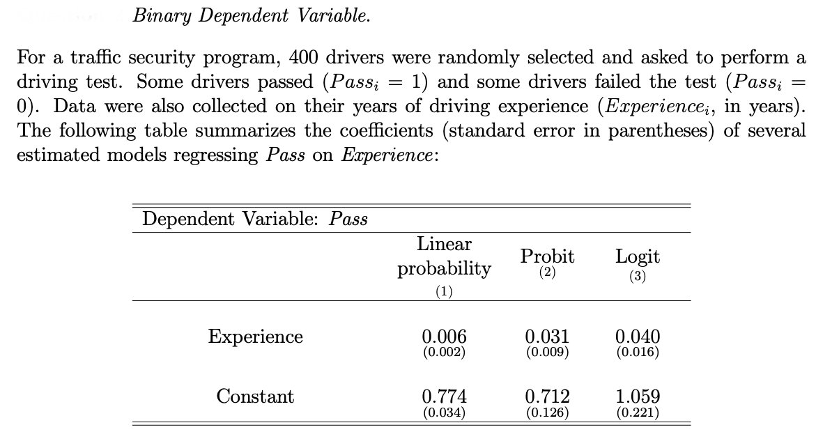 Binary Dependent Variable For A Traffic Security