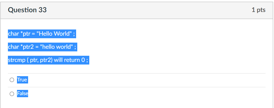 Solved Question 49 1 pts char d1 [10] = "Hello"; which | Chegg.com
