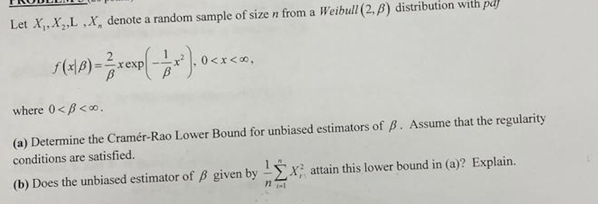 Solved Let X1,X2, L,Xn denote a random sample of size n from | Chegg.com