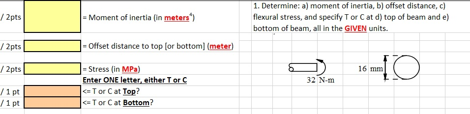 Solved / 2pts = Moment of inertia (in meters) 1. Determine: | Chegg.com