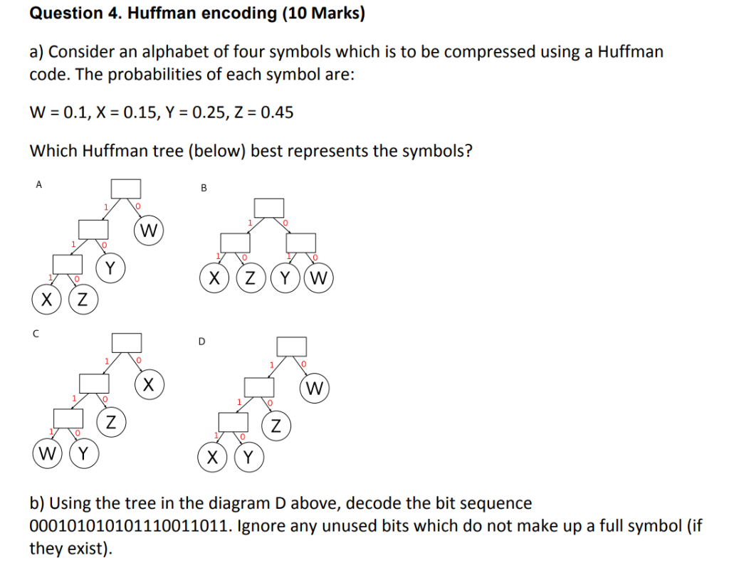Solved Question 4 Huffman Encoding 10 Marks Alphabet Of 0084