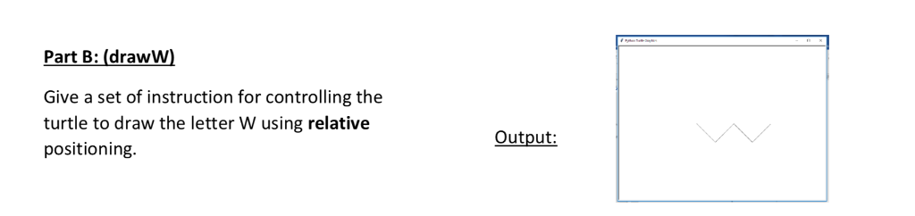 How to use turtle in python to draw a "w", via | Chegg.com