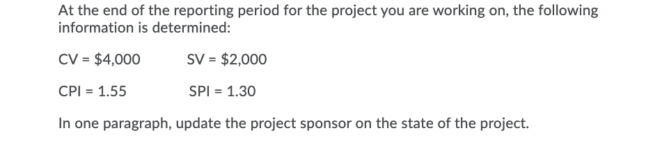 Solved At the end of the reporting period for the project | Chegg.com
