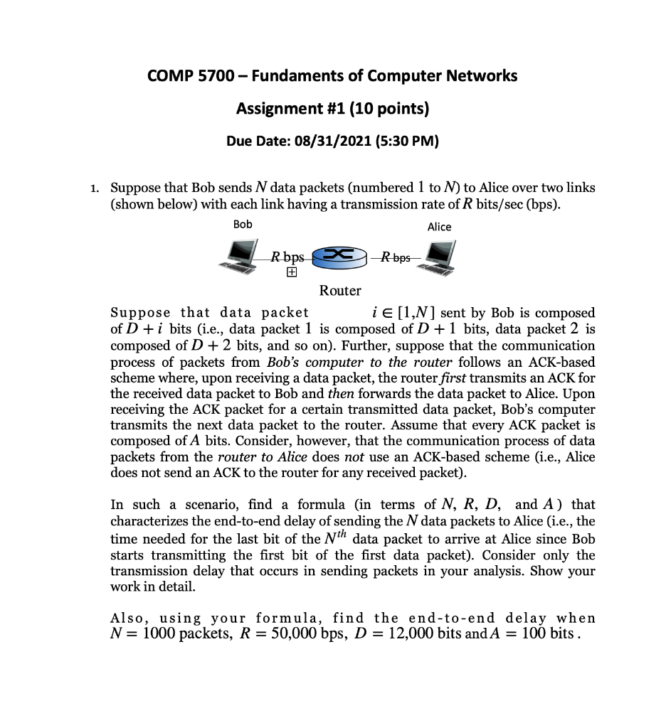 Solved COMP 5700 - Fundaments of Computer Networks | Chegg.com