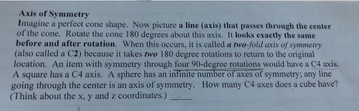 Solved Axis of Symmetry Imagine a perfect cone shape. Now | Chegg.com