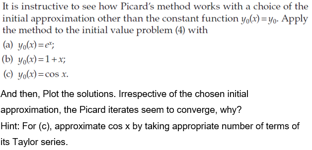 Solved It is instructive to see how Picard's method works | Chegg.com