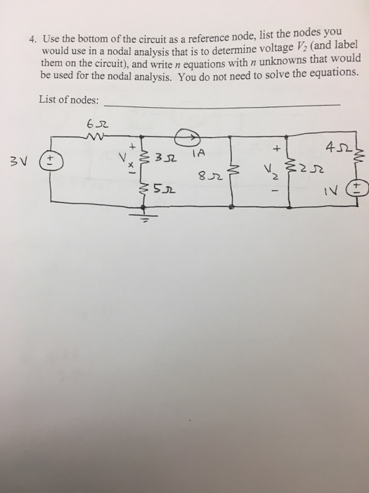 Solved 4. Use the bottom of the circuit as a reference node, | Chegg.com