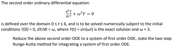Solved The Second Order Ordinary Differential Equation