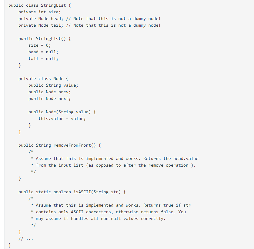 public class StringList { private int size; private | Chegg.com