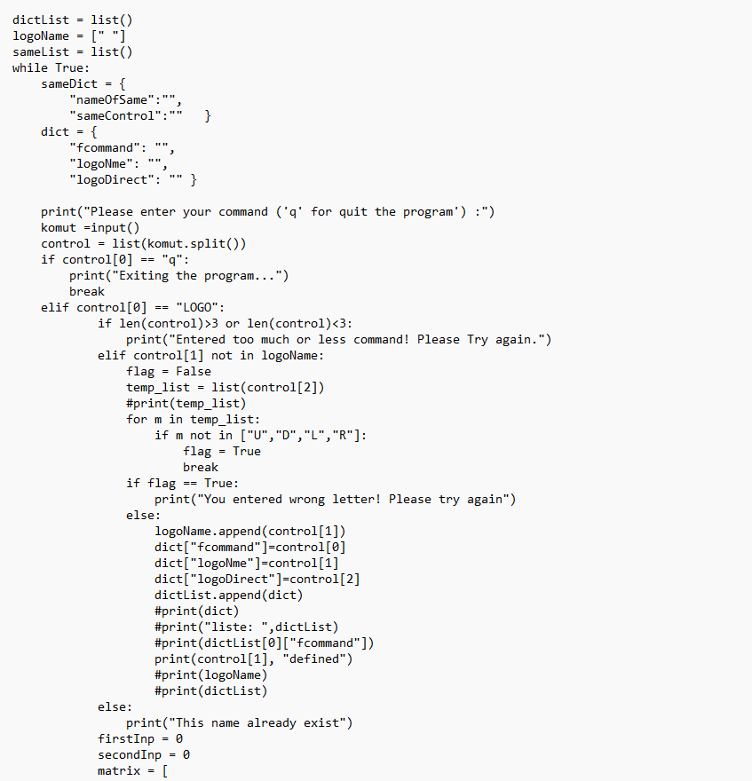 Solved = = = = dictList list() logoName = [" "] samelist = | Chegg.com