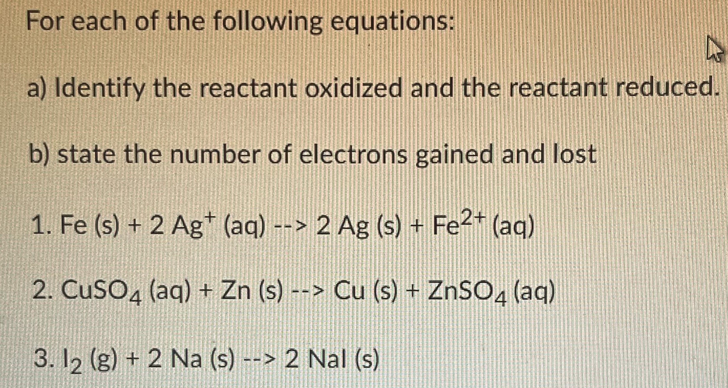 Solved For each of the following equations: a) Identify the | Chegg.com