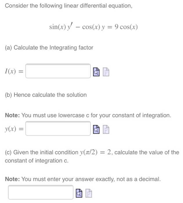 Solved Consider the following linear differential equation, | Chegg.com