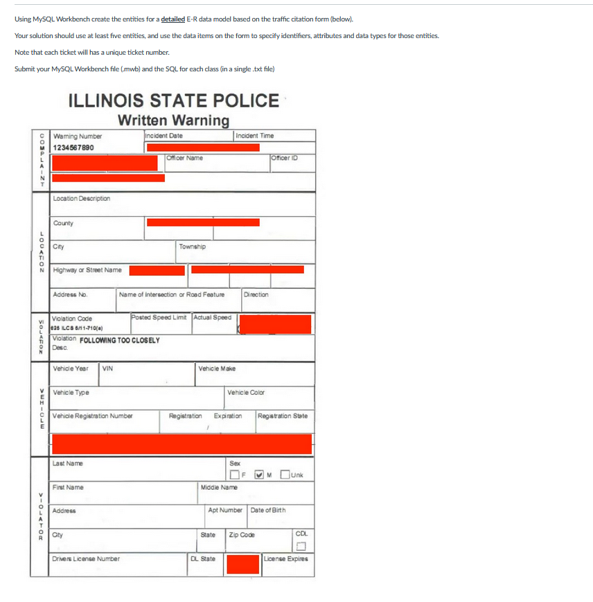 Solved Using MySQL Workbench create the entities for a | Chegg.com