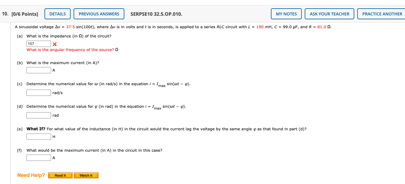 Solved 10. [0/6 Points) DETAILS PREVIOUS ANSWERS SERPSE10 | Chegg.com