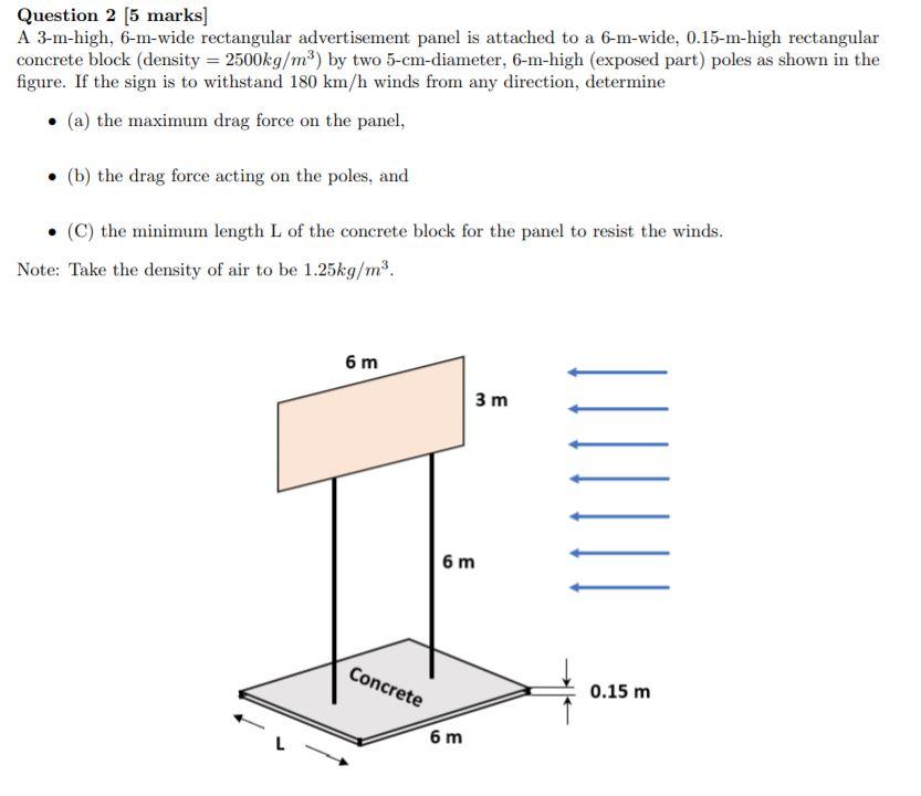 Solved Question 2 [5 marks] A 3-m-high, 6-m-wide rectangular | Chegg.com
