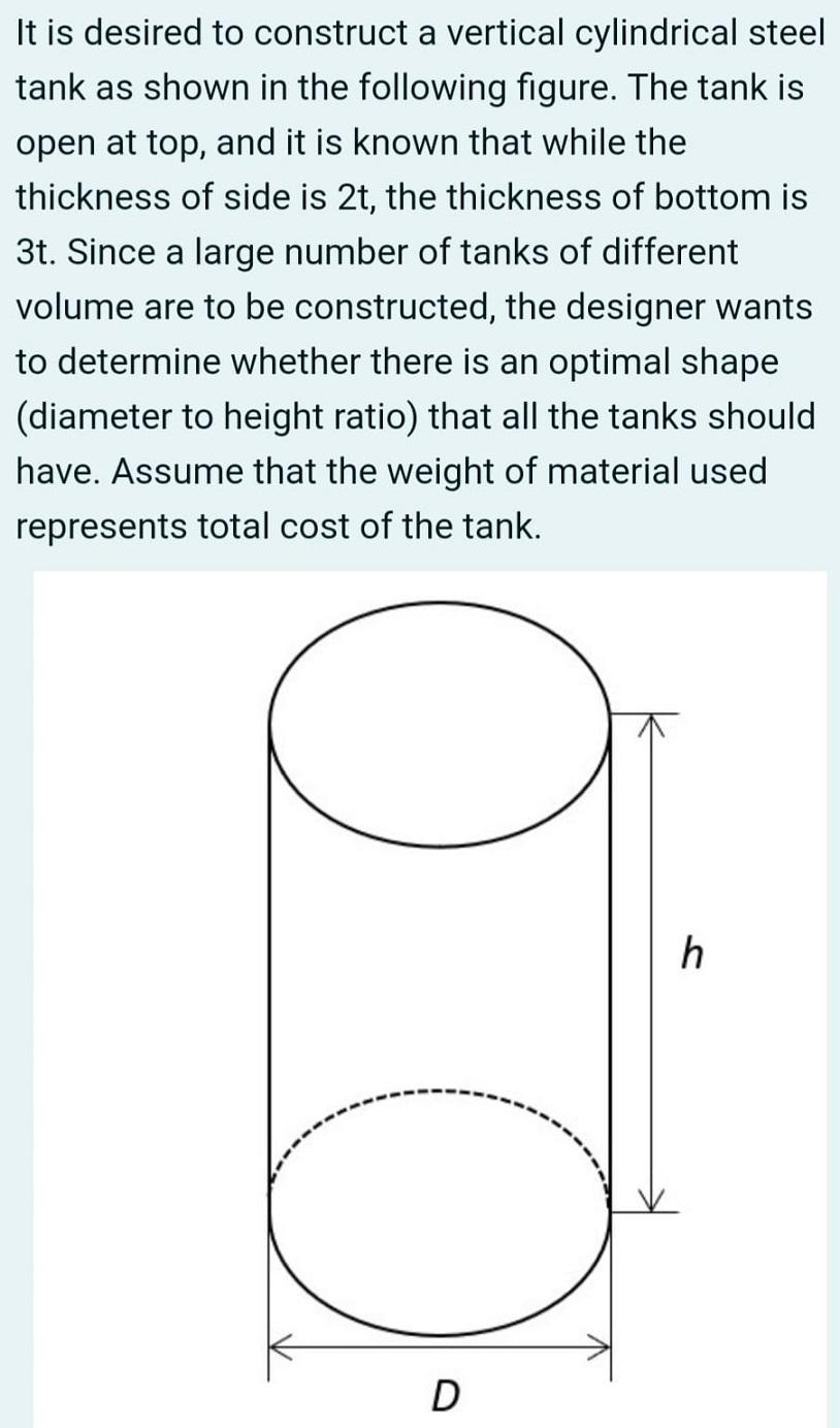 Solved It is desired to construct a vertical cylindrical | Chegg.com
