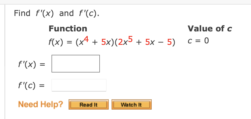 Solved Find f'(x) and f'(c). Function Value of a C = 0 f(x) | Chegg.com