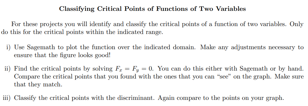 Solved Classifying Critical Points Of Functions Of Two 