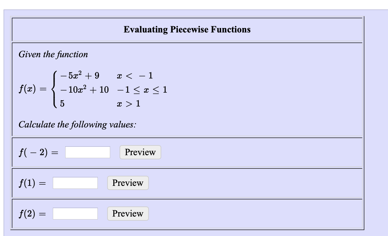Solved Evaluating Piecewise Functions Given the function ( | Chegg.com
