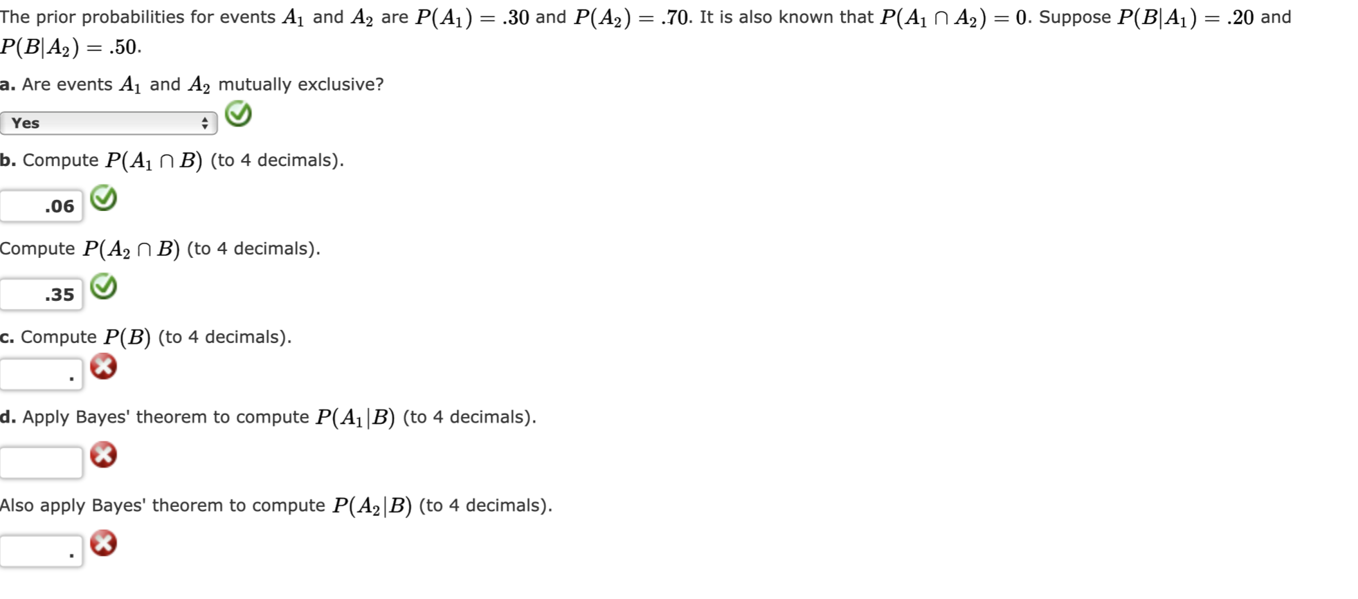 Solved The prior probabilities for events and are and . | Chegg.com