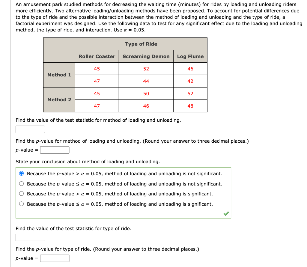 Solved An amusement park studied methods for decreasing the | Chegg.com