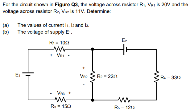 Solved For the circuit shown in Figure Q3, the voltage | Chegg.com
