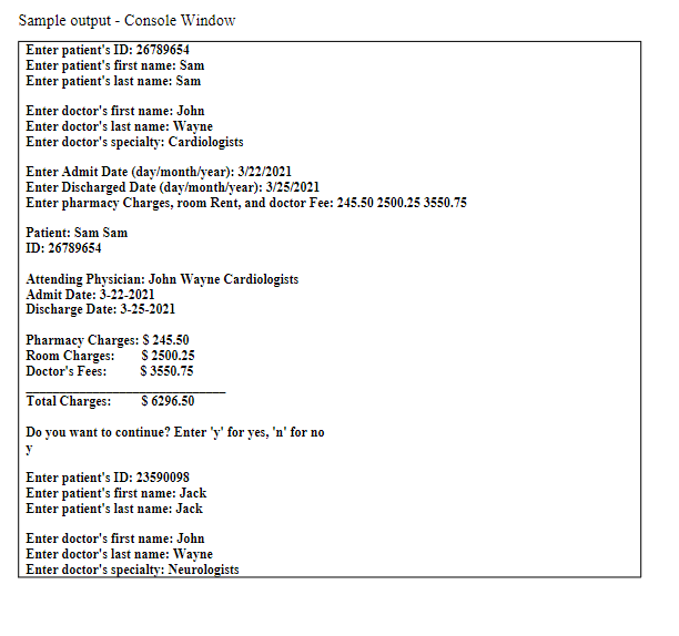 Solved Question 02 - Hospital Billing System (50 Points) In | Chegg.com