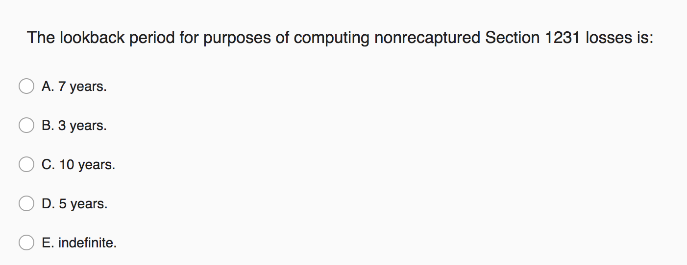 Solved The lookback period for purposes of computing | Chegg.com