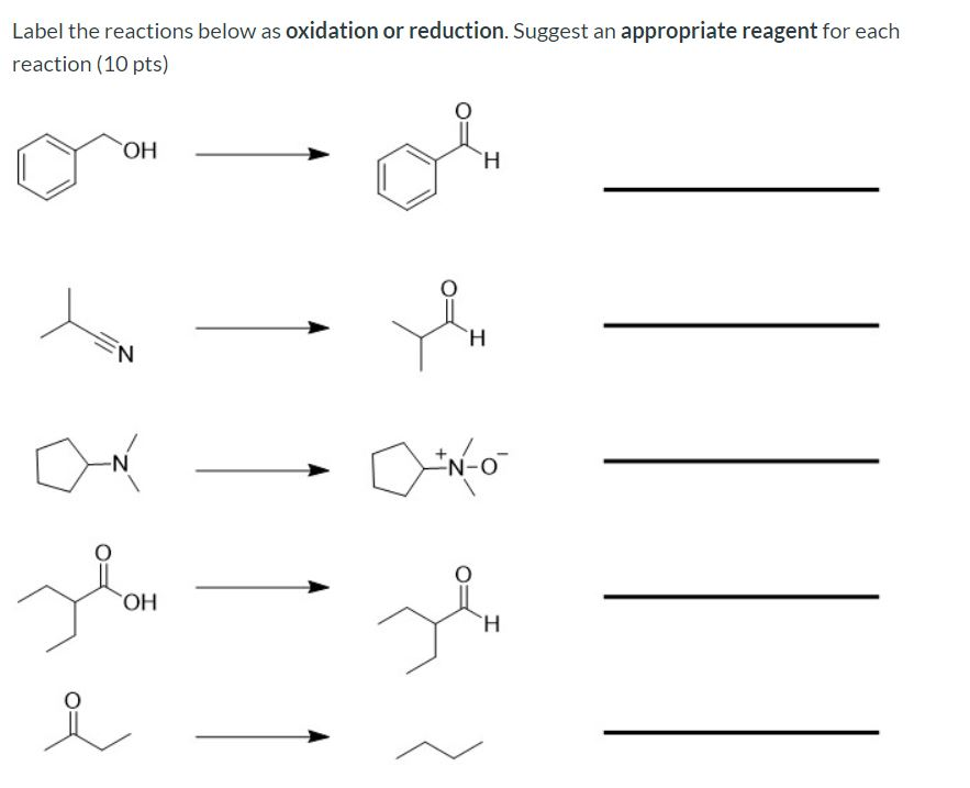 Solved Label the reactions below as oxidation or reduction. | Chegg.com