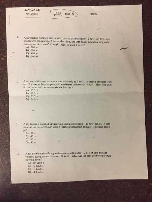 Solved PHY 2053C Artting from rest moves with constant | Chegg.com