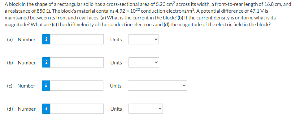 Solved A block in the shape of a rectangular solid has a | Chegg.com