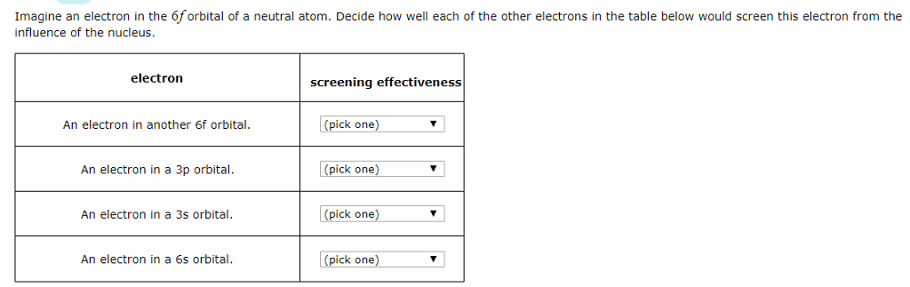 Imagine an electron in the 6f orbital of a neutral | Chegg.com