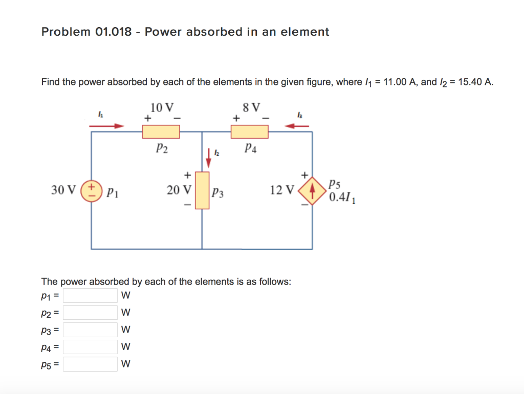 Solved Problem 01.018 - Power absorbed in an element Find | Chegg.com