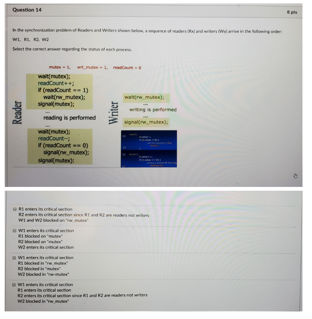 Solved Question 14 8 pts In the synchronization problem of | Chegg.com