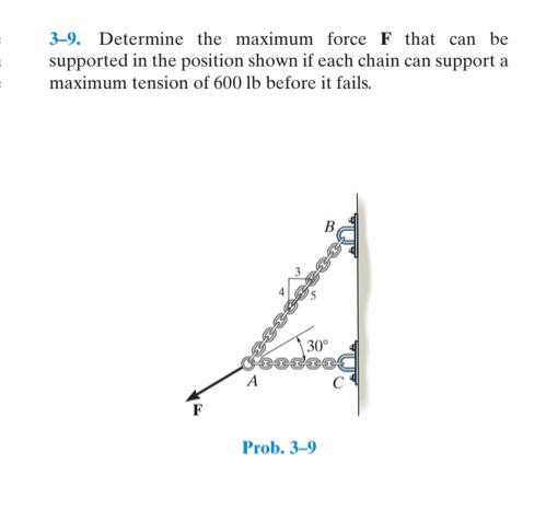 Solved 3-9. Determine the maximum force F that can be | Chegg.com