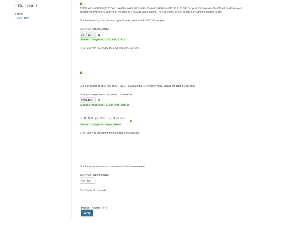 Solved A store will cost $725,000 to open. Variable costs | Chegg.com