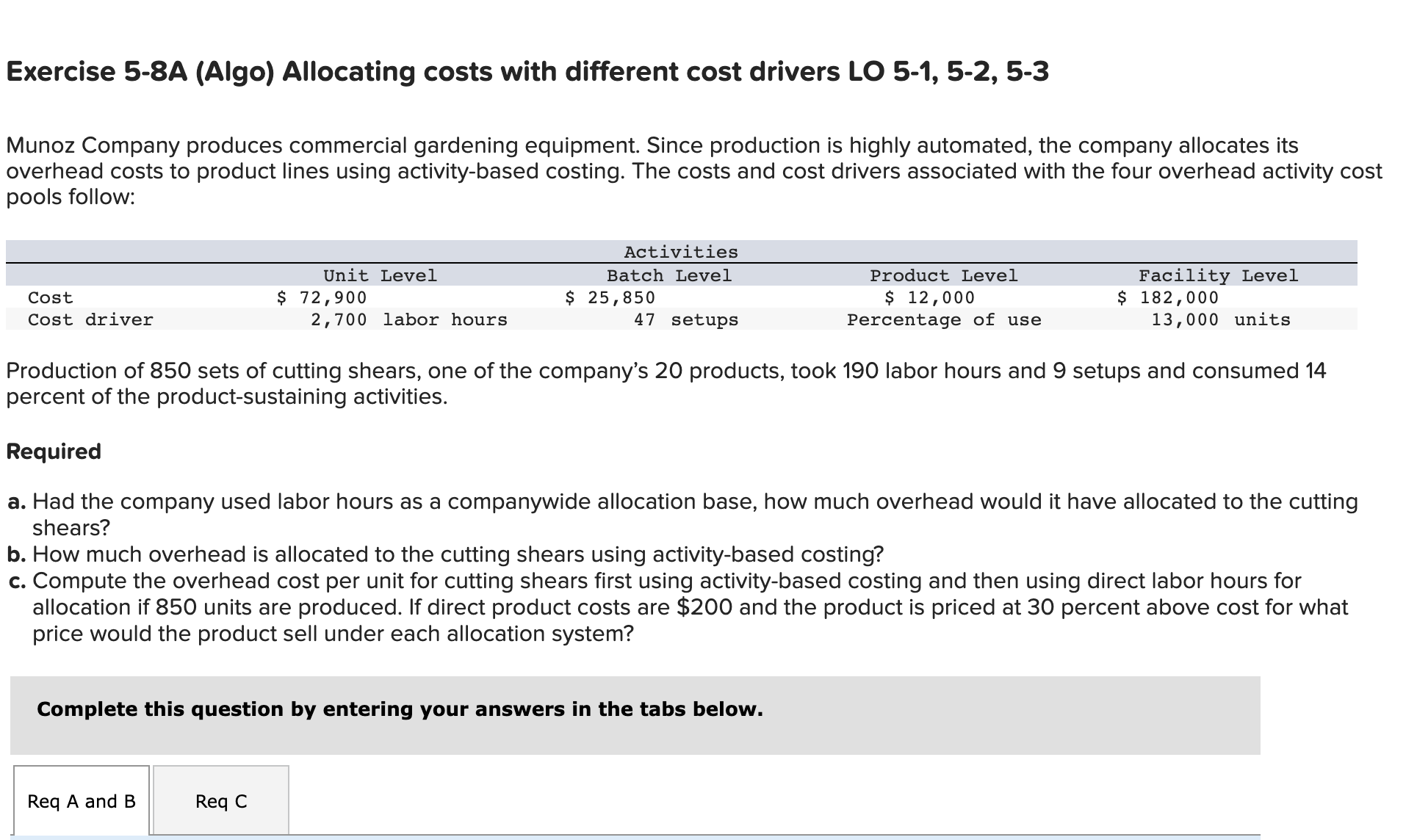 Solved Exercise 5-8A (Algo) Allocating costs with different | Chegg.com