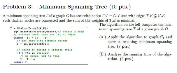 Solved Problem 3: Minimum Spanning Tree (10 pts.) A minimum | Chegg.com