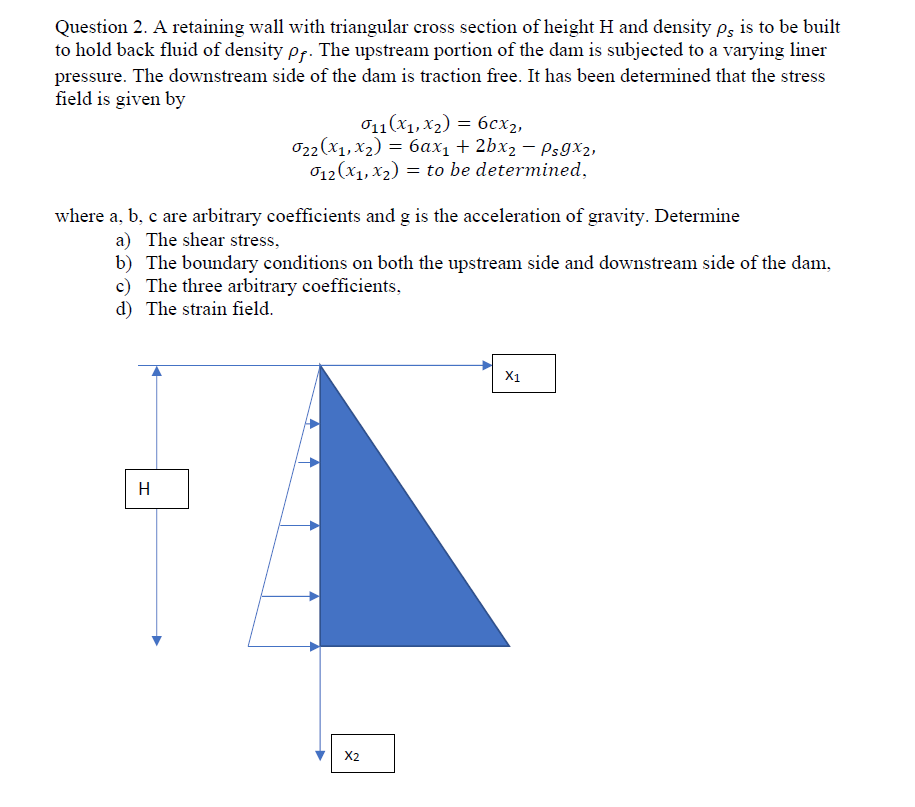 Solved Question 2. A retaining wall with triangular cross | Chegg.com