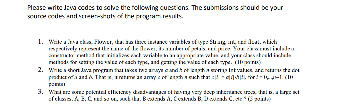 Solved Please write Java codes to solve the following | Chegg.com