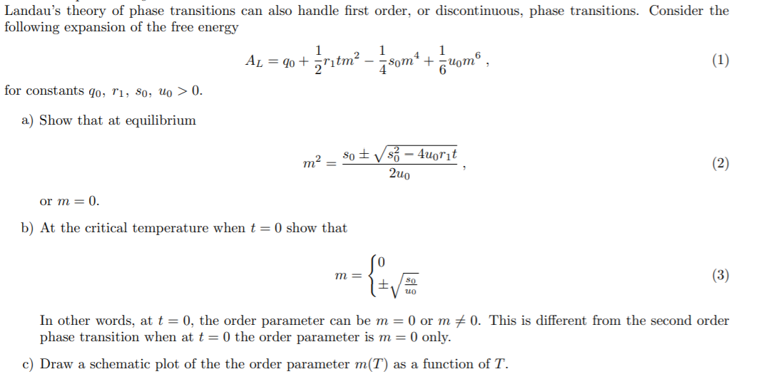 Solved Landau's theory of phase transitions can also handle | Chegg.com
