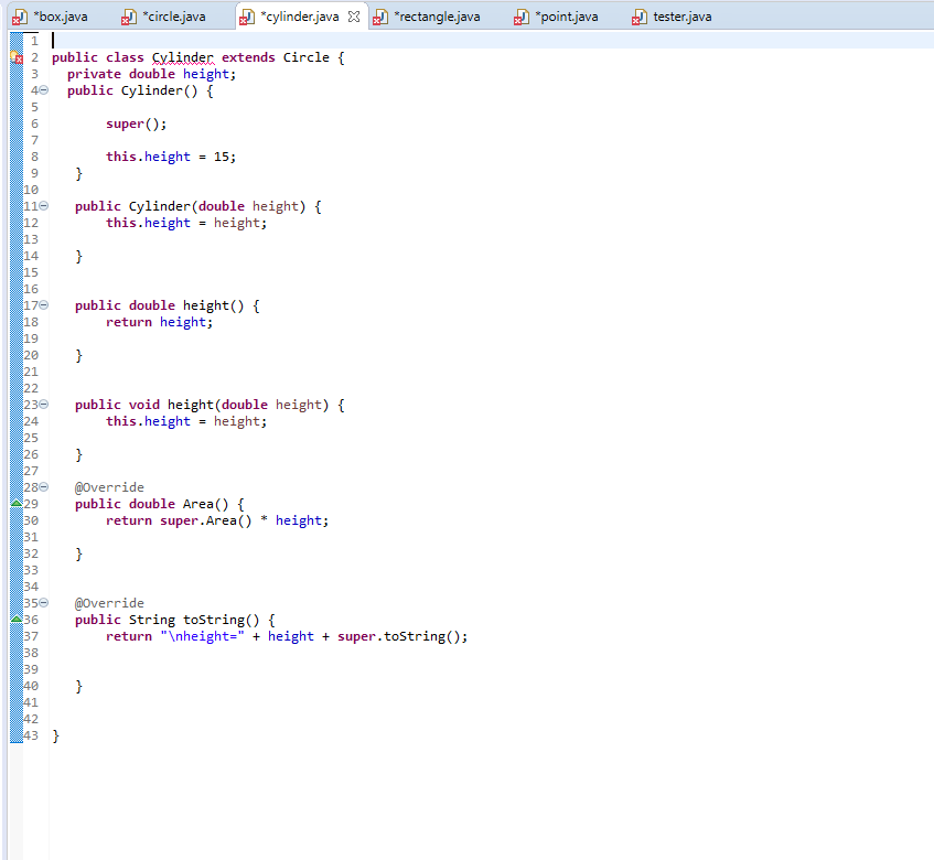 Solved 5 *cylinder.java *rectangle.java *point.java | Chegg.com